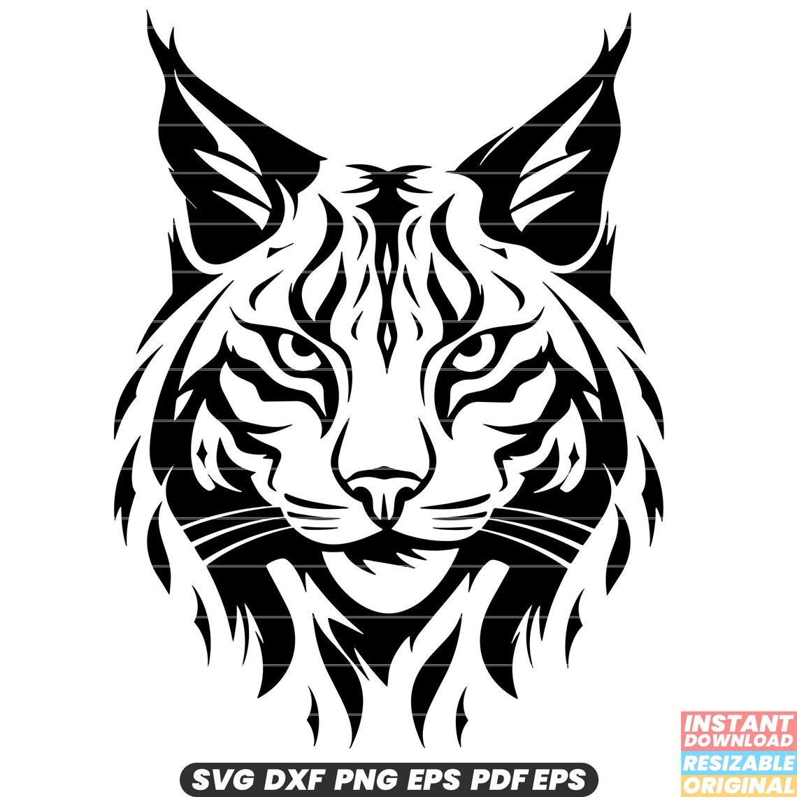 Lynx Wildcat Predator Feline Fur Canada Northern Forest Hunter SVG DXF ...