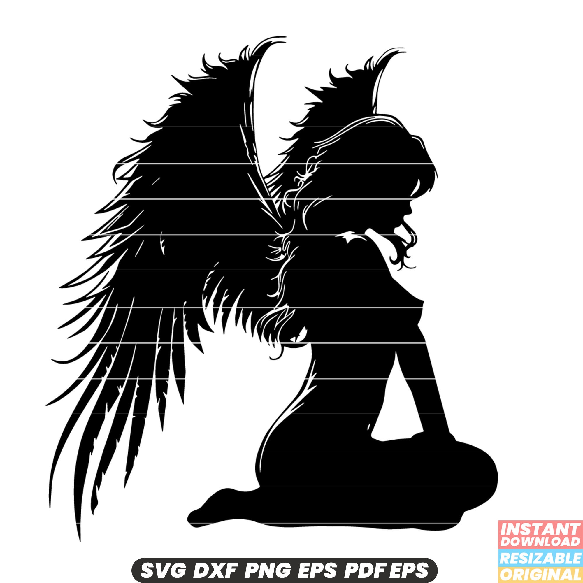 Fallen Angel Sexy SVG Seductive Angel Illustration, Dark Angel Graphic ...