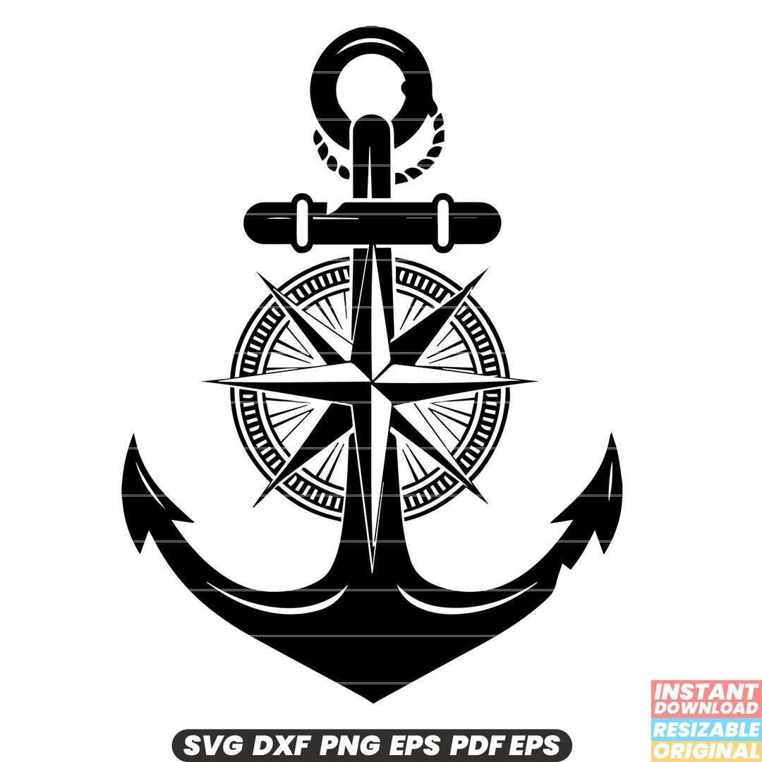 Compass and Anchor Svg, Compass and Anchor Dxf, Compass and Anchor Png ...