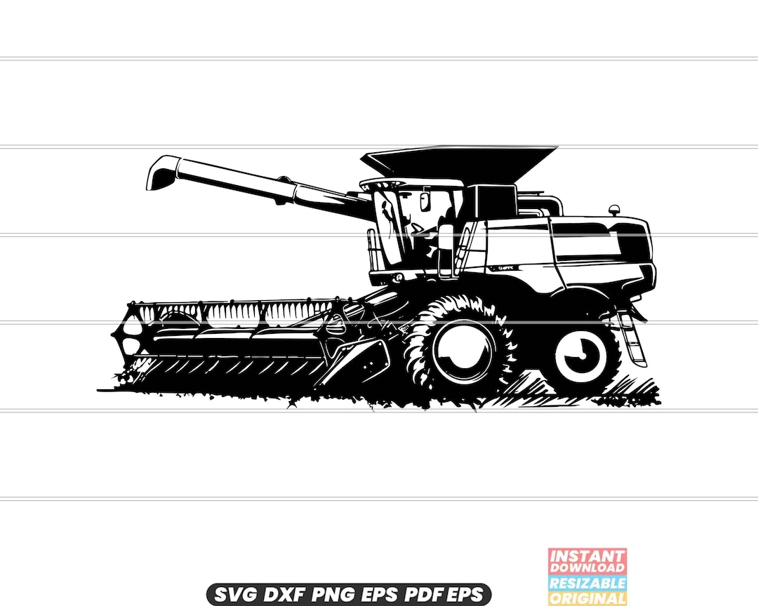 Combine Harvester SVG DXF PNG Cut File Clipart Instant Download Digital ...