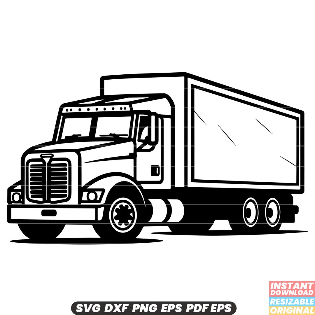 Box Truck Svg Dxf Png Commercial Vehicle Cut File Cargo Etsy