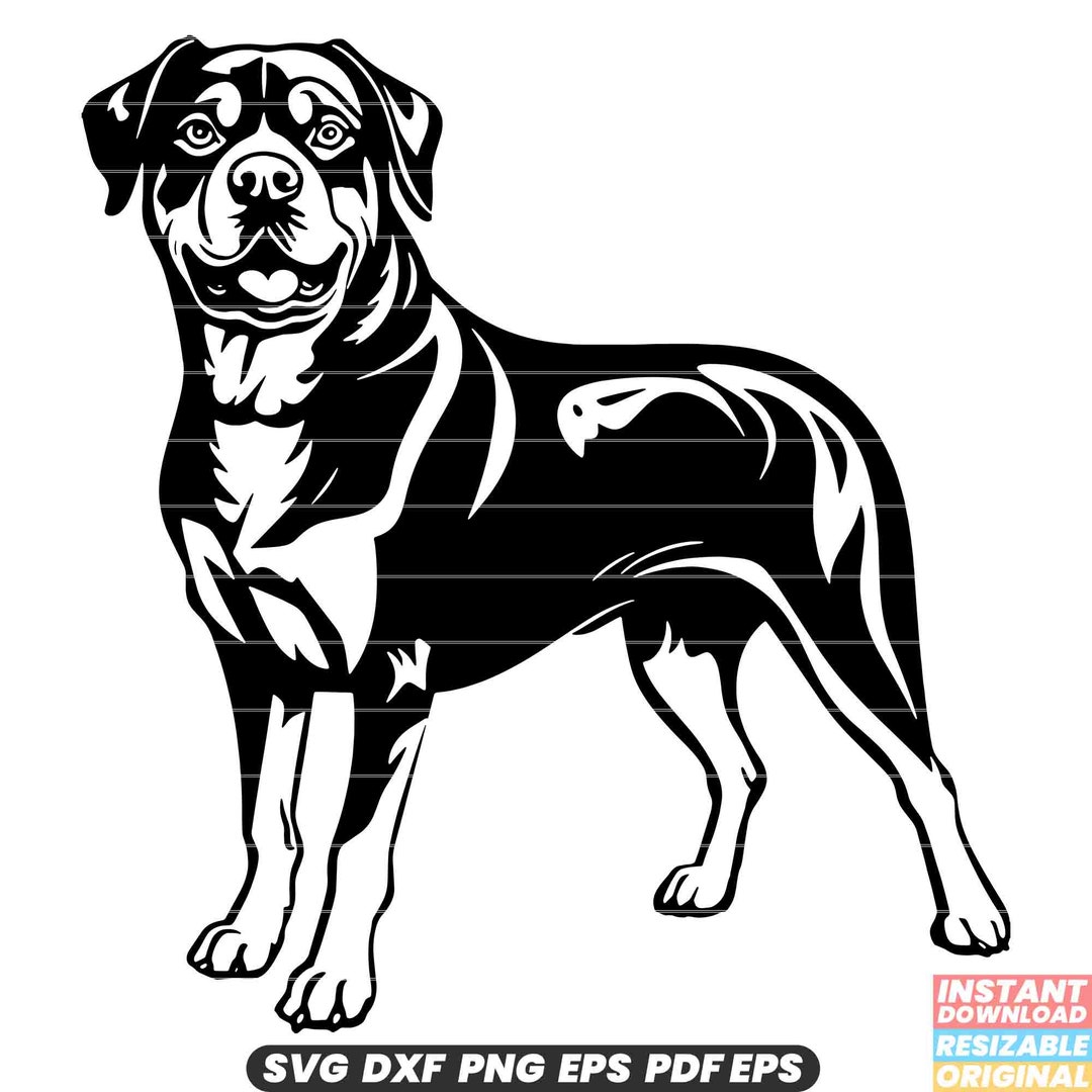 Rottweiler Dog Breed SVG - Strong Canine, Pet Illustration, Guard Dog ...