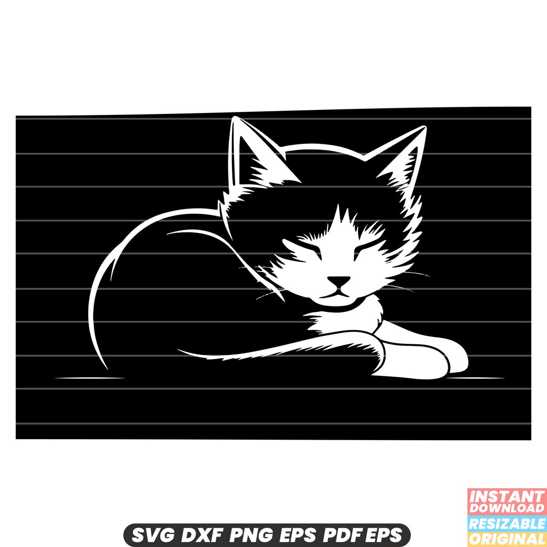 Sleeping Cat SVG Sleeping Cat DXF Sleeping Cat PNG Adorable Designs for ...