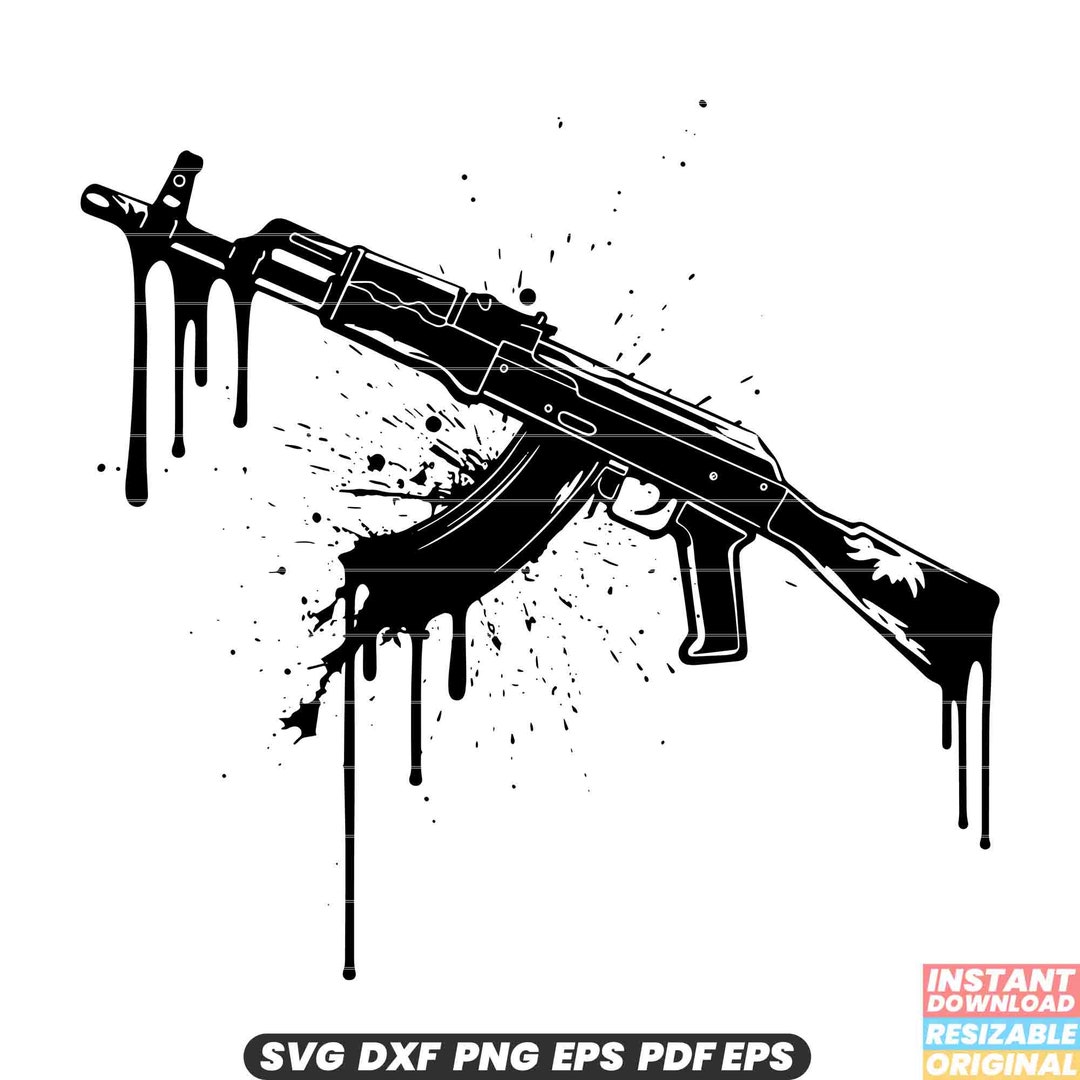 Melting AK-47 Dripping Svg Gun Weapon Firearms Melted Surreal Abstract ...