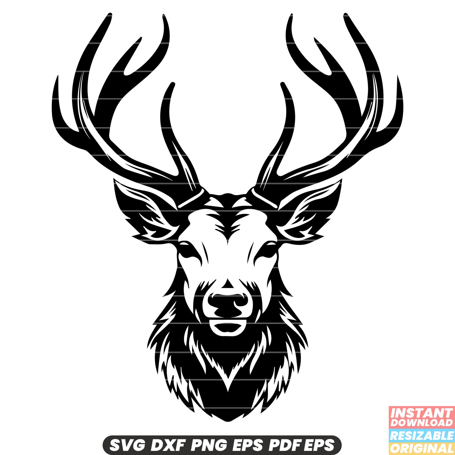 Elk Deer Antlers Wildlife Mammal Nature Forest Animal SVG DXF PNG Cut ...