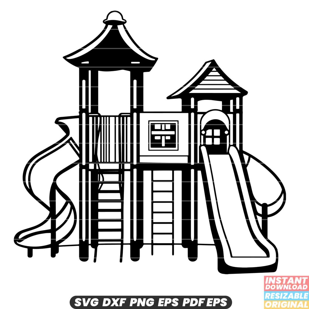 Playground SVG Bundle - Swing, Slide, Climbing Frame, Seesaw, Merry-go ...