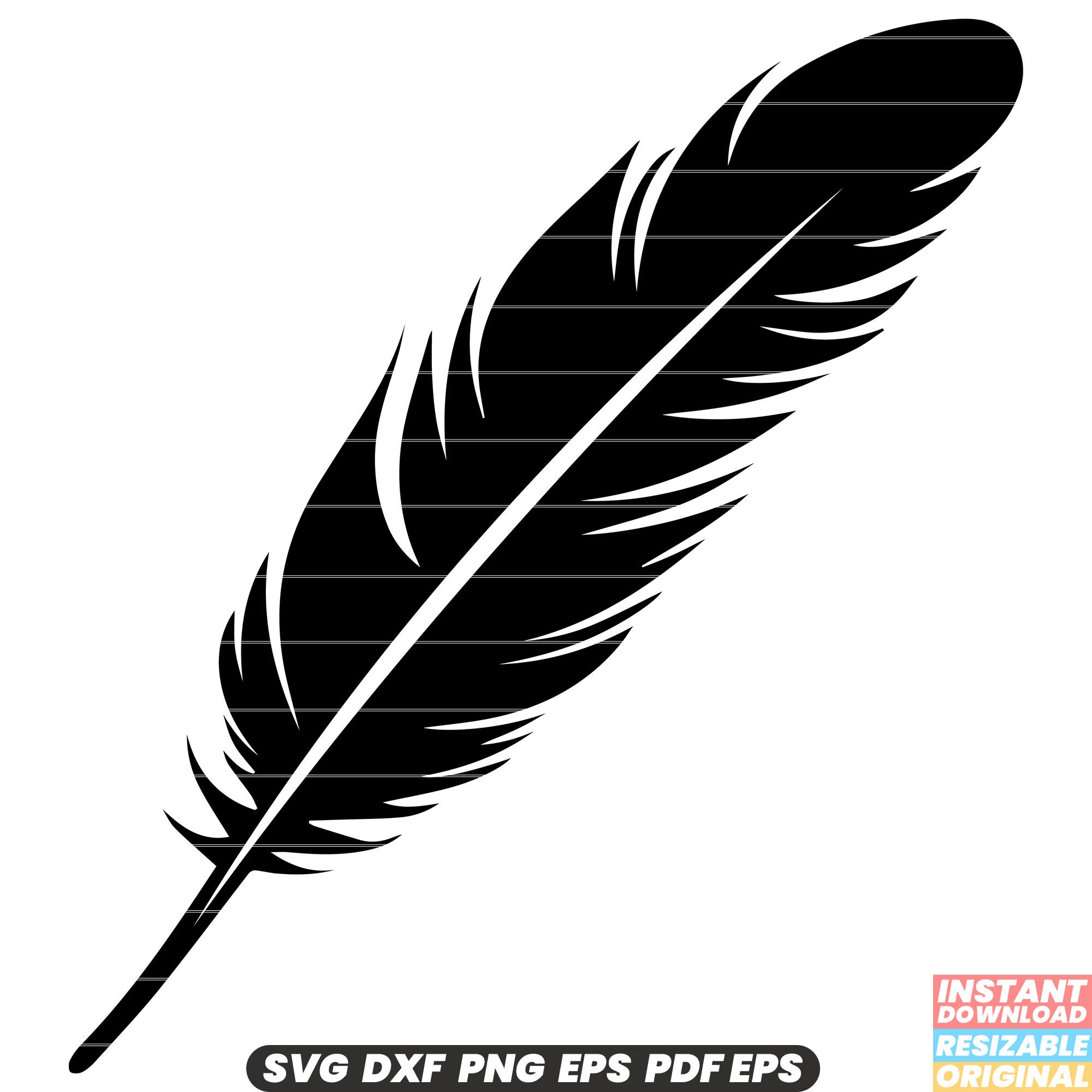 Feather SVG, Feather DXF, Feather PNG: Delicate Bird Plumage Digital ...