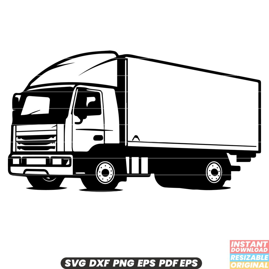 Box Truck Svg Dxf Png Commercial Vehicle Cut File Cargo Etsy