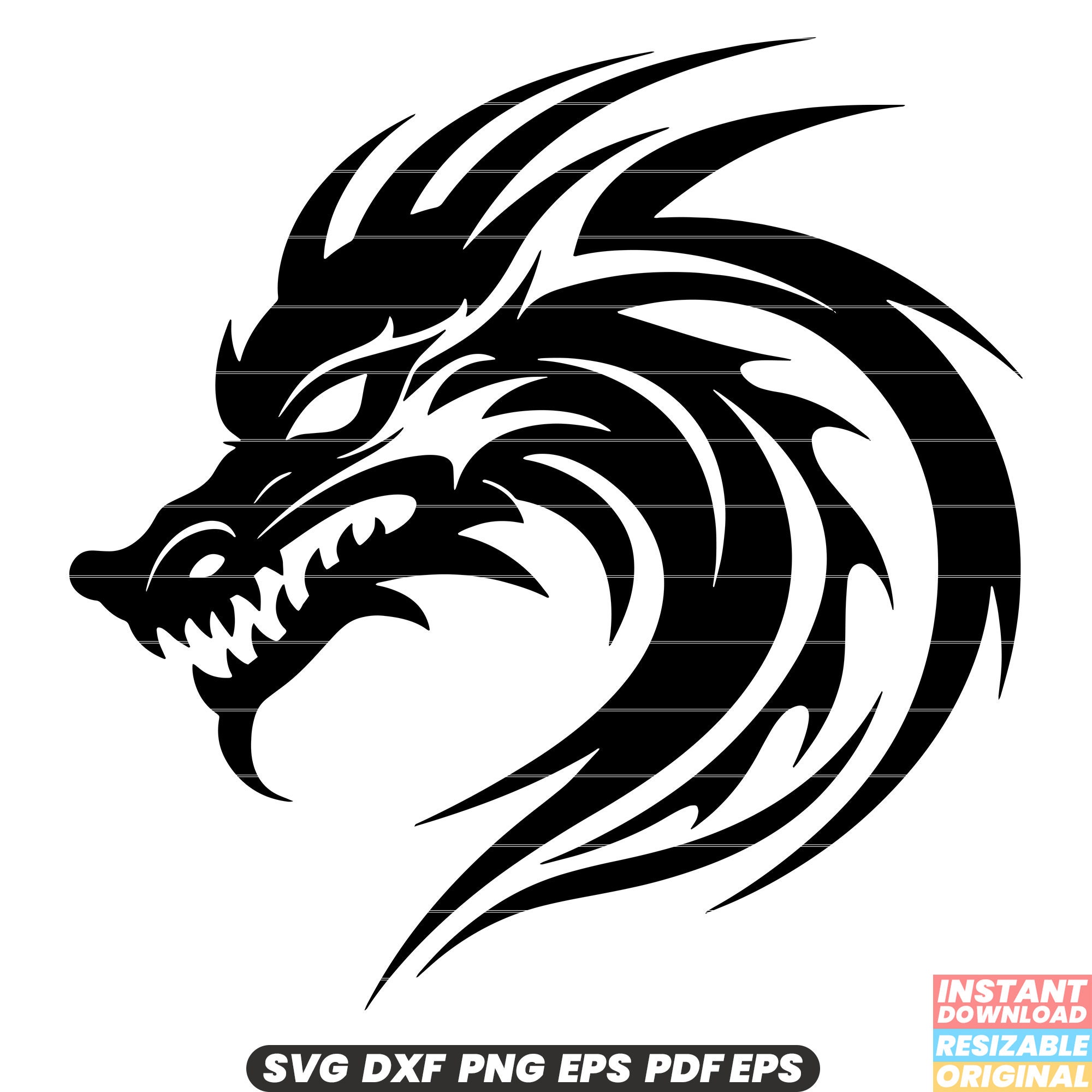 Dragon Head SVG, Dragon Head DXF, Dragon Head PNG, Dragon Head Clipart ...