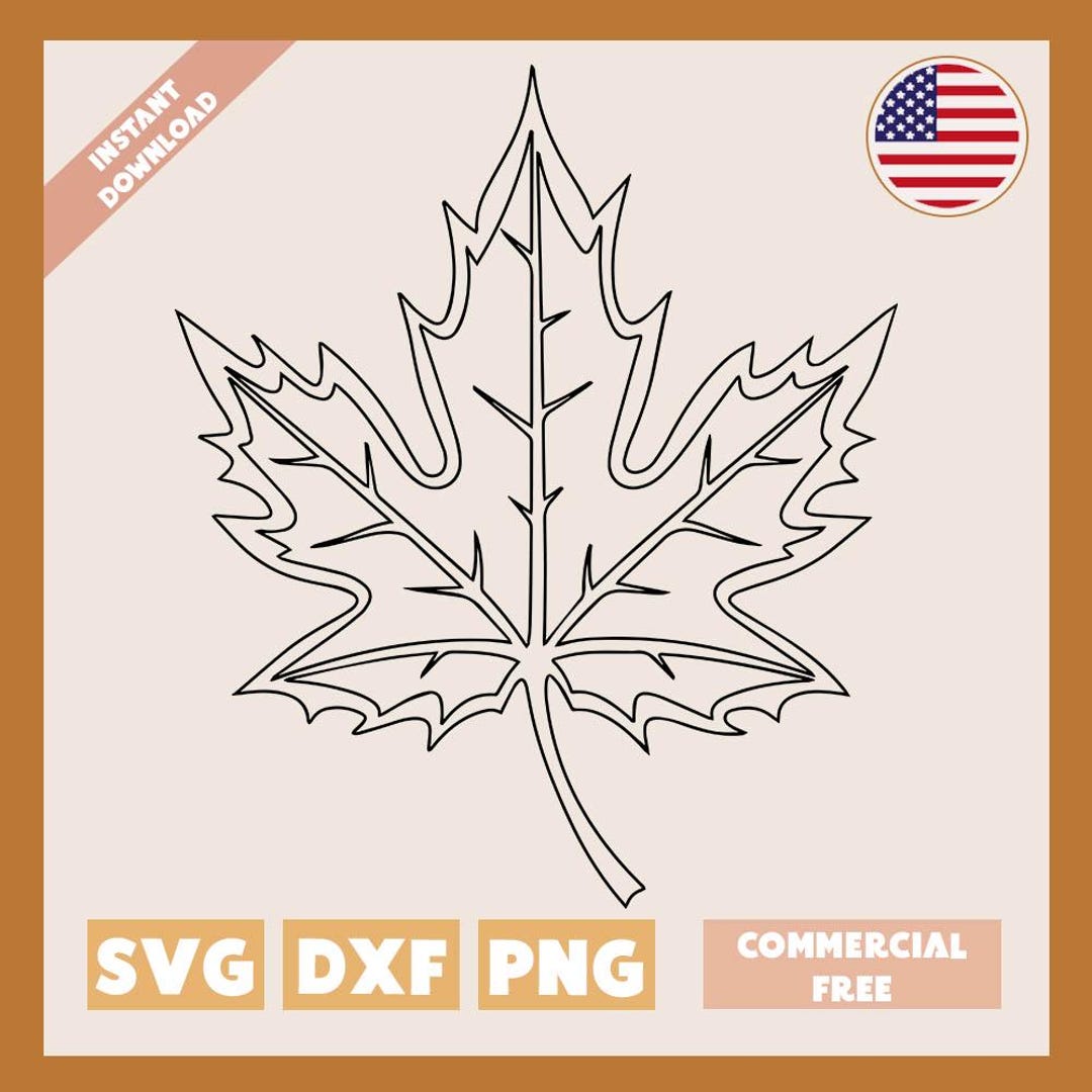 Maple Leaf Outline SVG PNG DXF Ekg Cut File Clipart Instant Download ...
