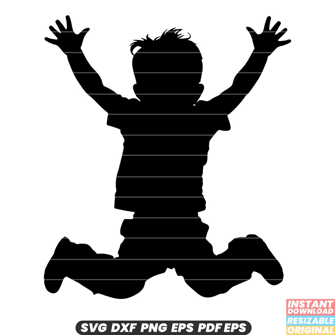 Kid Jumping SVG Childhood Illustration Kid Jumping Clipart Happy Child ...