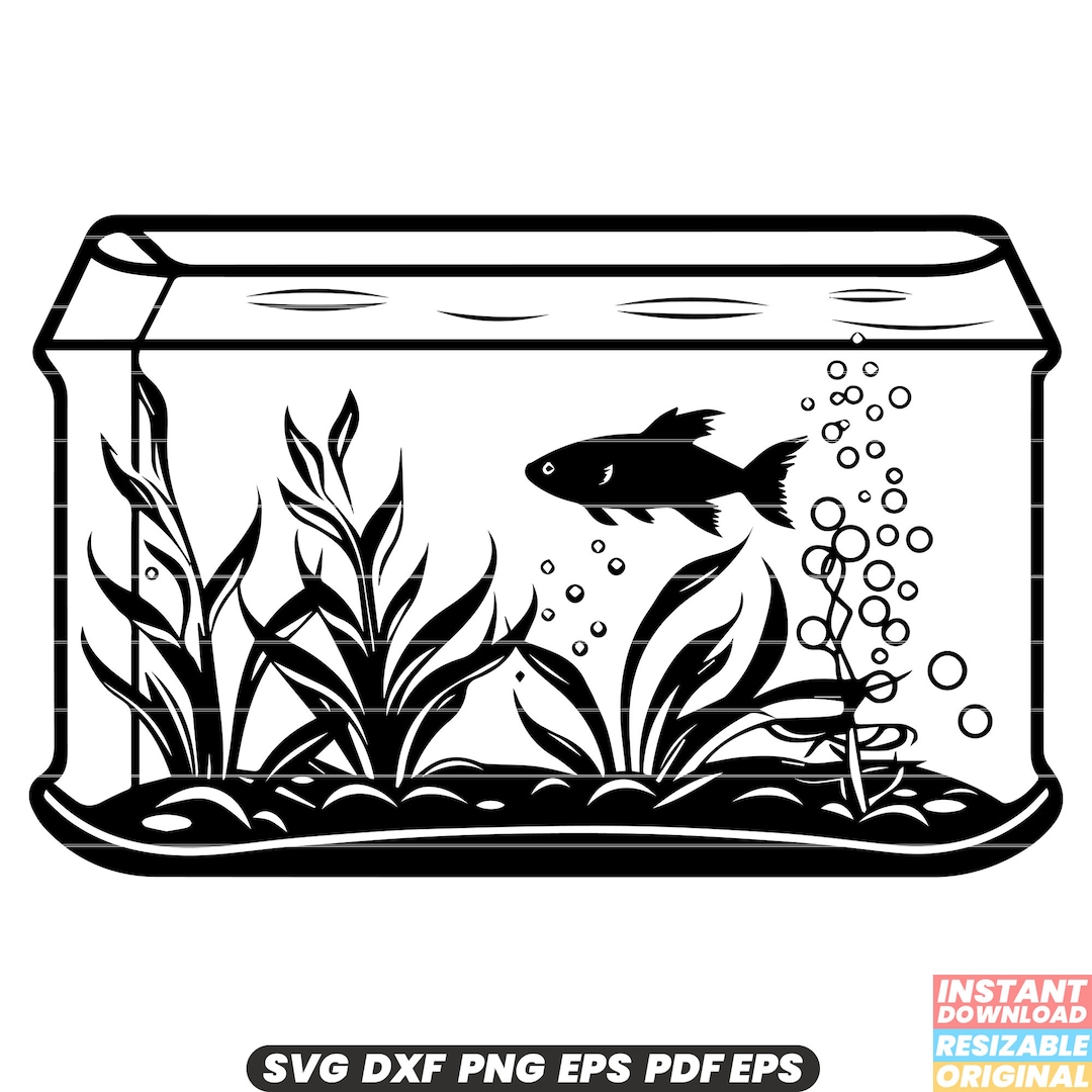 Aquarium Fish Tank Water Sea Ocean Marine Habitat Aquatic Life SVG DXF ...