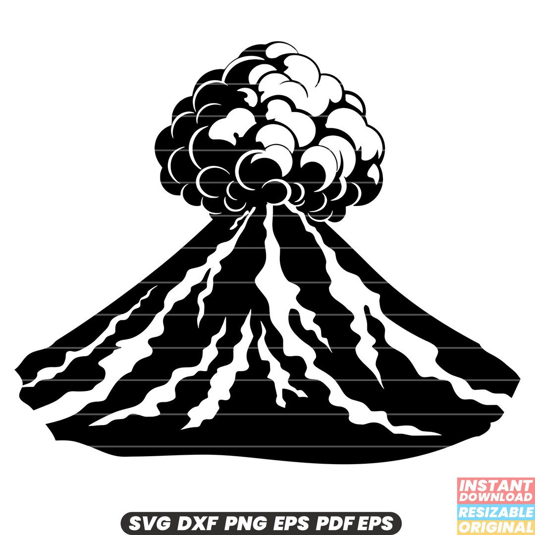 Volcano SVG Eruption Illustration Natural Disaster Clipart Volcano ...