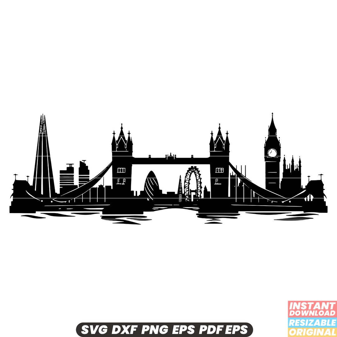 London SVG Cityscape Illustration London Clipart Skyline Graphic Urban ...