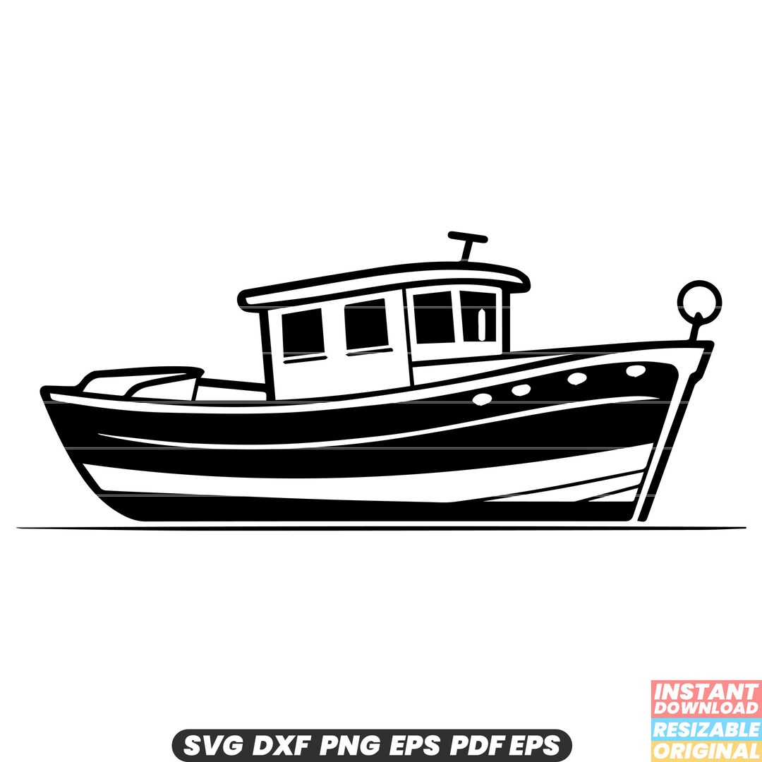 Fishing Boat SVG, Fishing Boat DXF, Fishing Boat PNG: Nautical Vessel ...