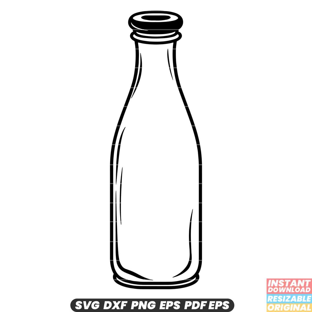 Milk Bottle SVG Dairy Farm Beverage Container Milk Jug Fresh Drink DXF ...