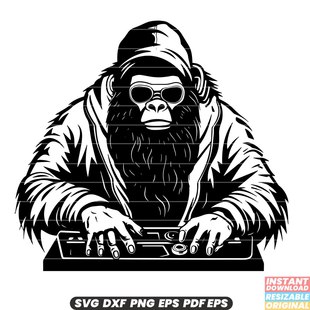 Bigfoot Disk Jockey Wilderness Creature Sasquatch Beast Dj Music Mixer ...