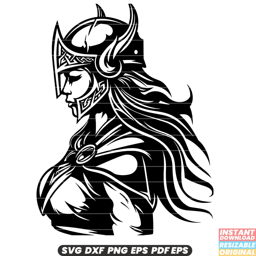 Viking Shield Maiden SVG Norse Warrior Woman Battle Axe Viking Helmet ...