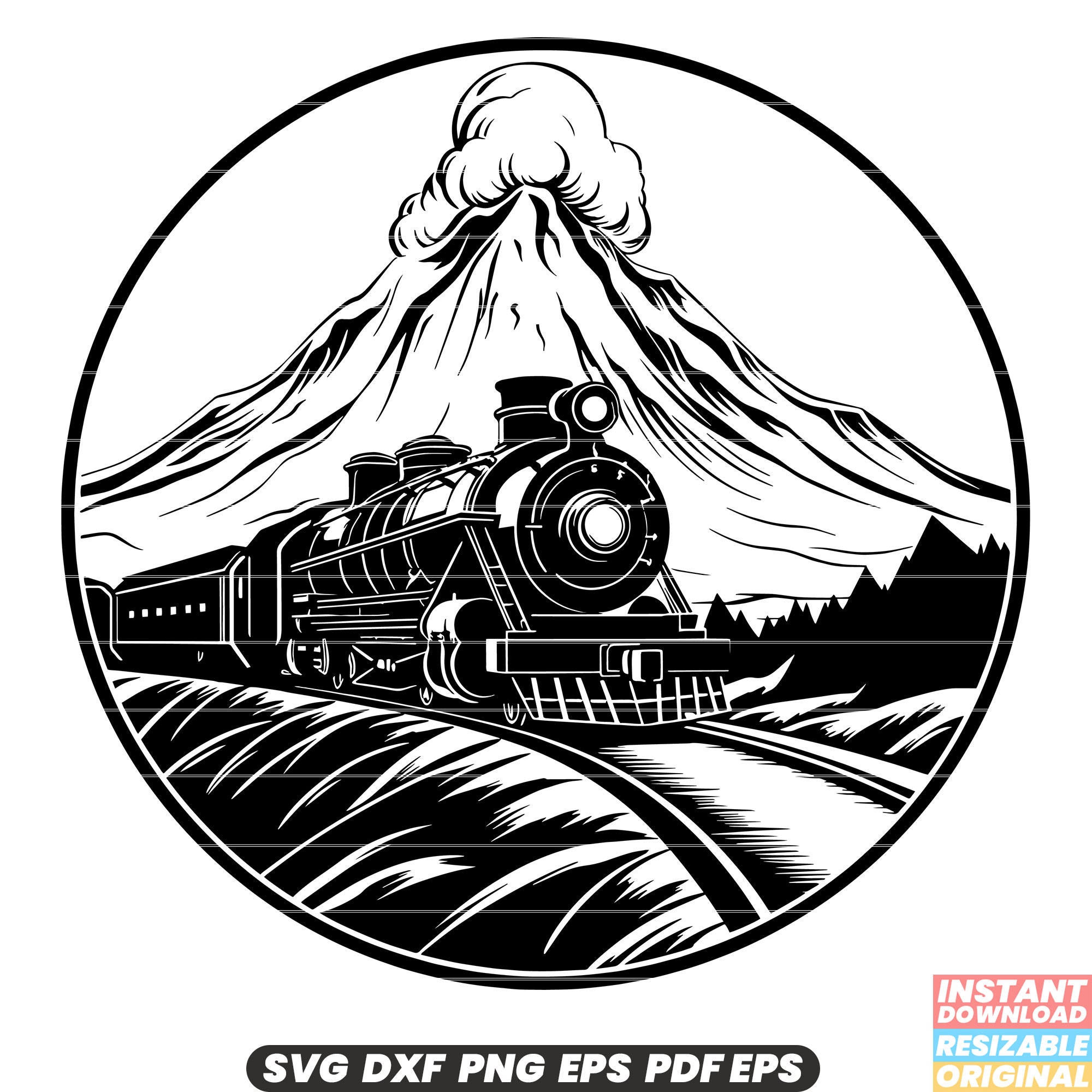 Locomotive SVG Train Illustration Locomotive Clipart Railway Engine ...