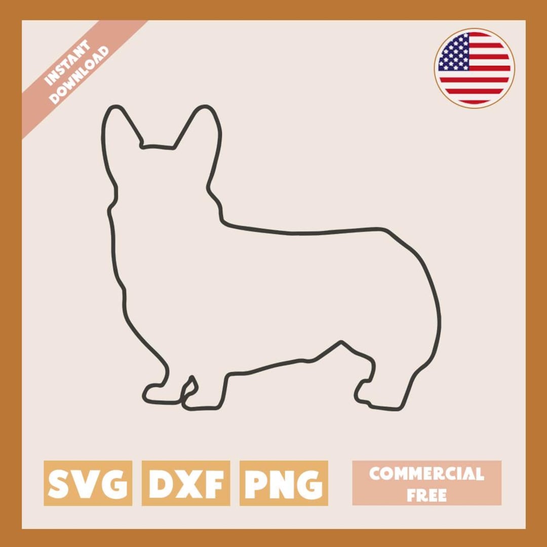 Corgi Outline SVG PNG DXF Ekg Cut File Clipart Instant Download Digital ...