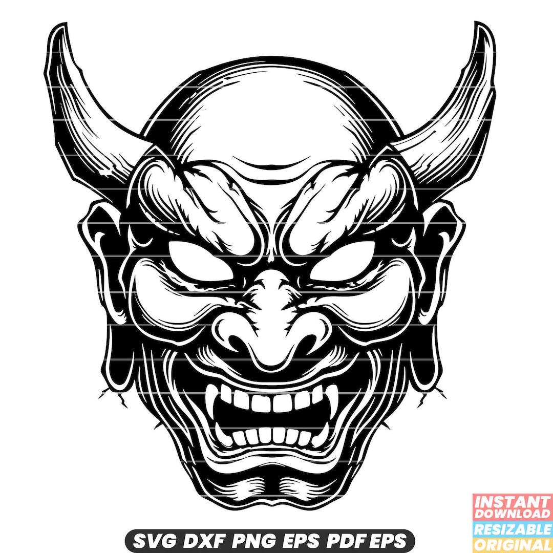 Hannya Mask SVG Traditional Japanese Noh Theater Theatre Demon Scary ...