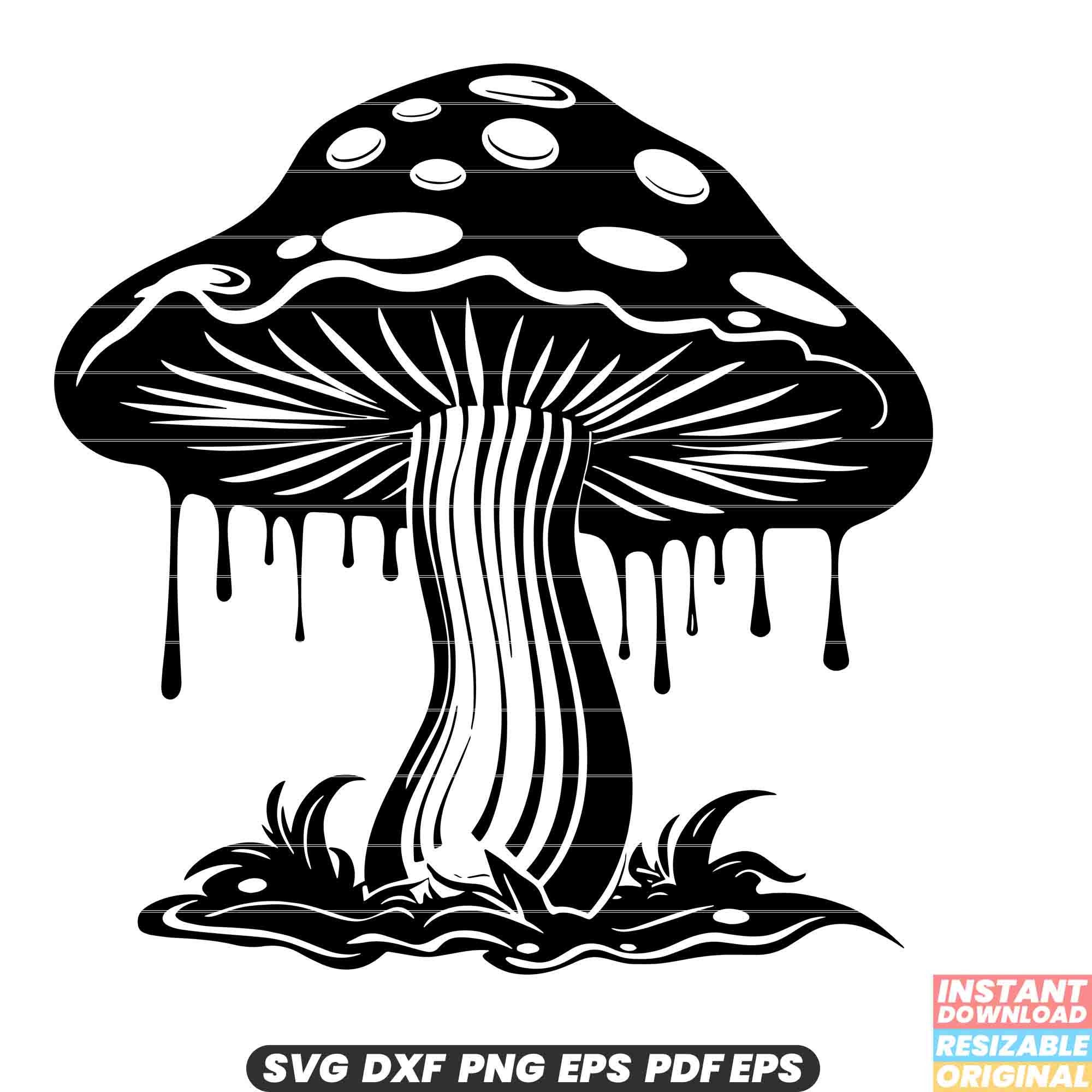 Melting Mushroom Dripping SVG Fungus Toadstool Melting Surreal Abstract ...