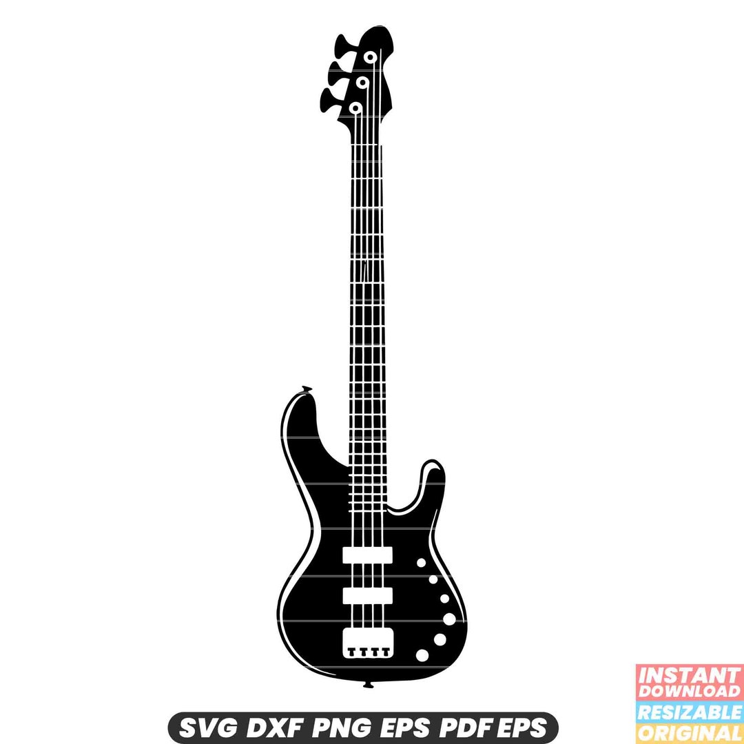Bass Guitar Svg Music Instrument Electric Strings Musician Melody Bassist Dxf Png Cut File Etsy