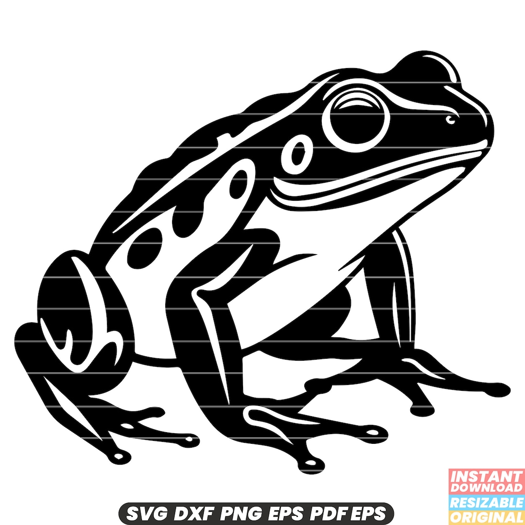Frog Amphibian Toad Wildlife Nature Swamp Pond Croak SVG DXF PNG Cut ...