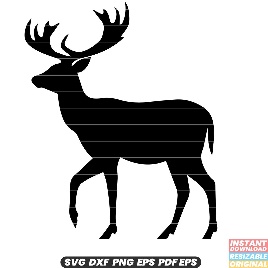 Deer SVG Wildlife Animal Nature Forest Buck Doe Antlers Mammal DXF PNG ...