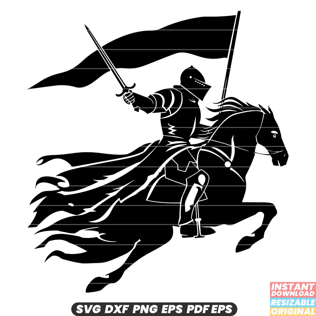 Knight SVG Medieval Warrior Illustration Knight Clipart Armor-clad Hero ...