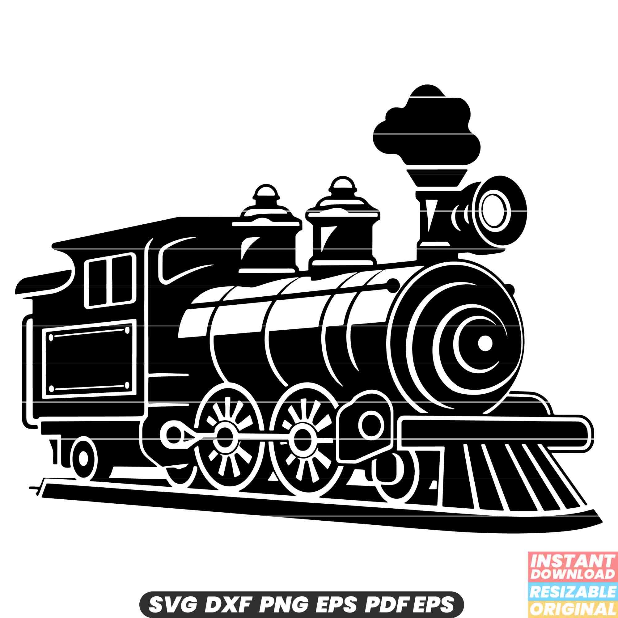 Steam Engine Locomotive Train SVG Vintage Train Illustration, Retro ...