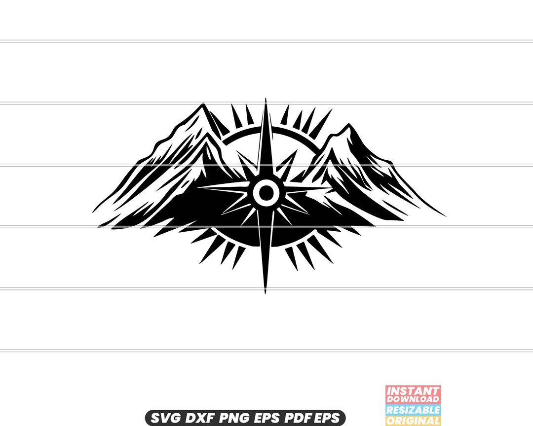 Compass Mountain SVG DXF PNG Cut File Clipart Instant Download Digital ...