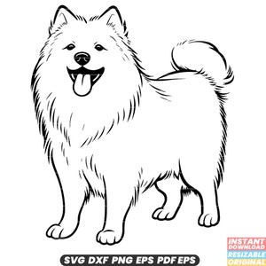 Samoyed Dog Breed SVG - Fluffy Canine, Pet Illustration, Adorable Puppy ...