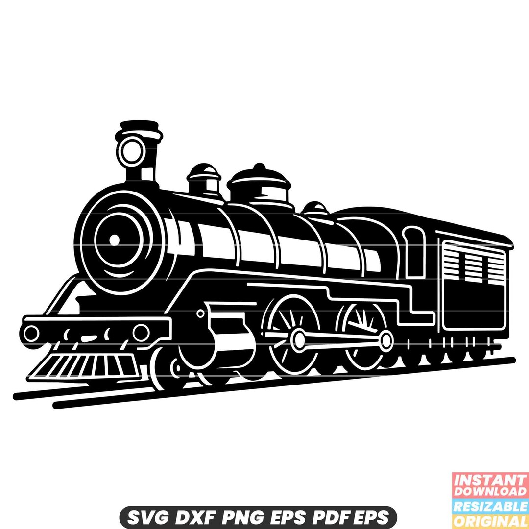 Steam Engine Locomotive Train SVG - Vintage Train Illustration, Retro ...