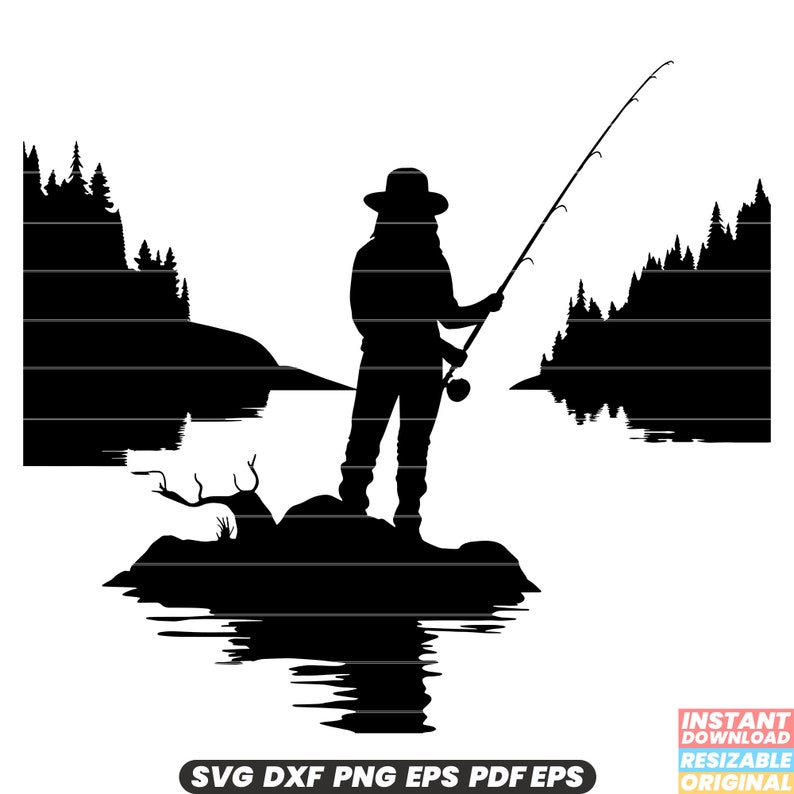 Woman Fishing Female Angler Leisure Outdoor Hobby Relaxation Sport SVG ...