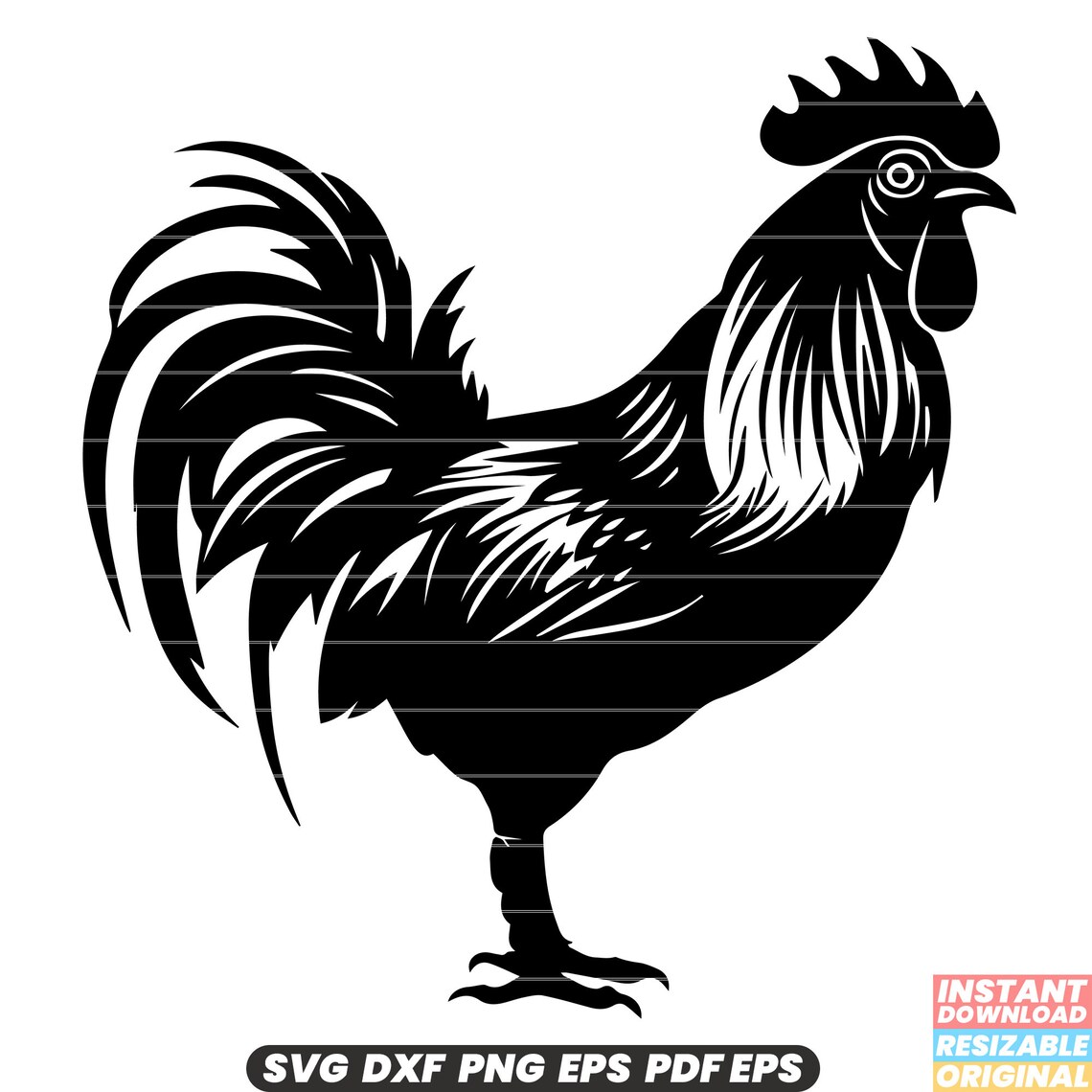 Cockerel Rooster Chicken Farm Animal Poultry Crow Cock-a-doodle-doo SVG ...