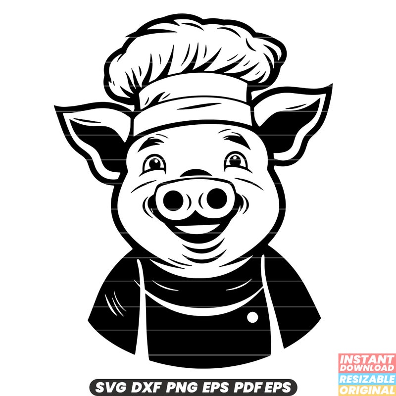 Pig With Chef Hat On - Etsy