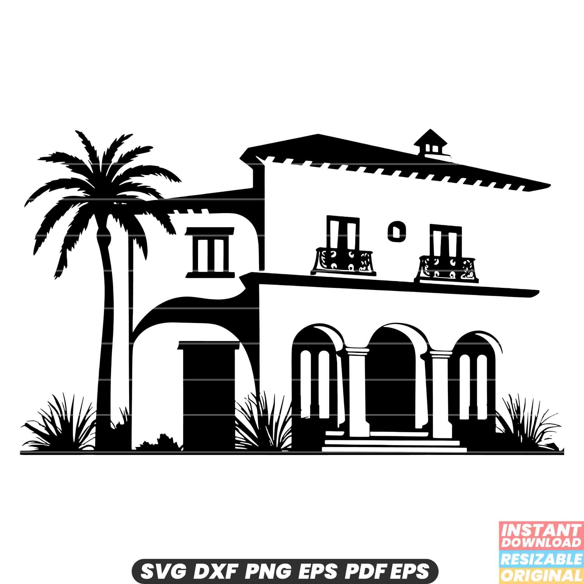 Spanish House SVG Mediterranean Architecture, Traditional Spanish Home ...