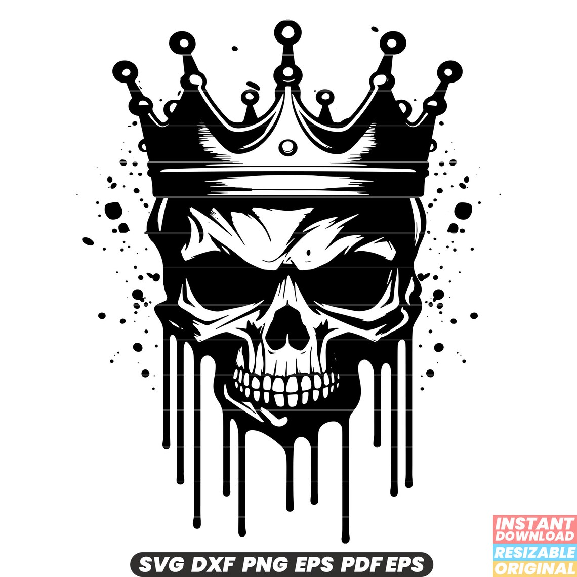 Dribbing King Skull Crown SVG, Dribbing Skull DXF, Dribbing Skull PNG ...