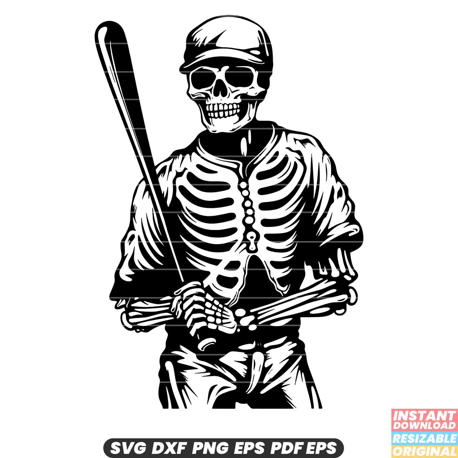 Skeleton Baseball Player SVG - Halloween Costume, Spooky Sportsman ...