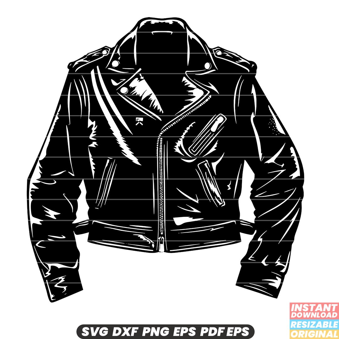 Leather Jacket SVG Fashion Apparel Illustration Leather Jacket Clipart ...