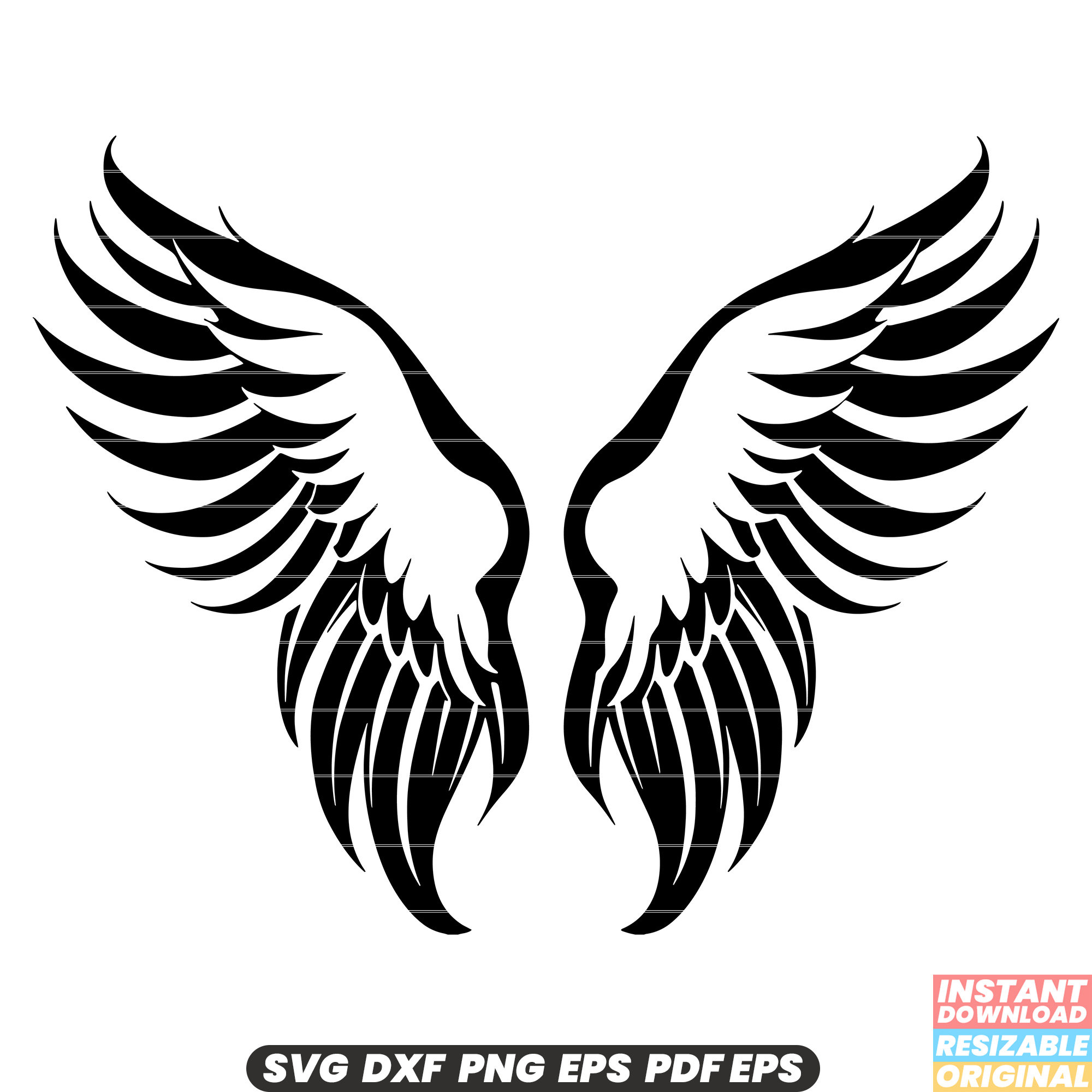 Angel Wings SVG DXF PNG Heavenly Cut File Spiritual - Etsy