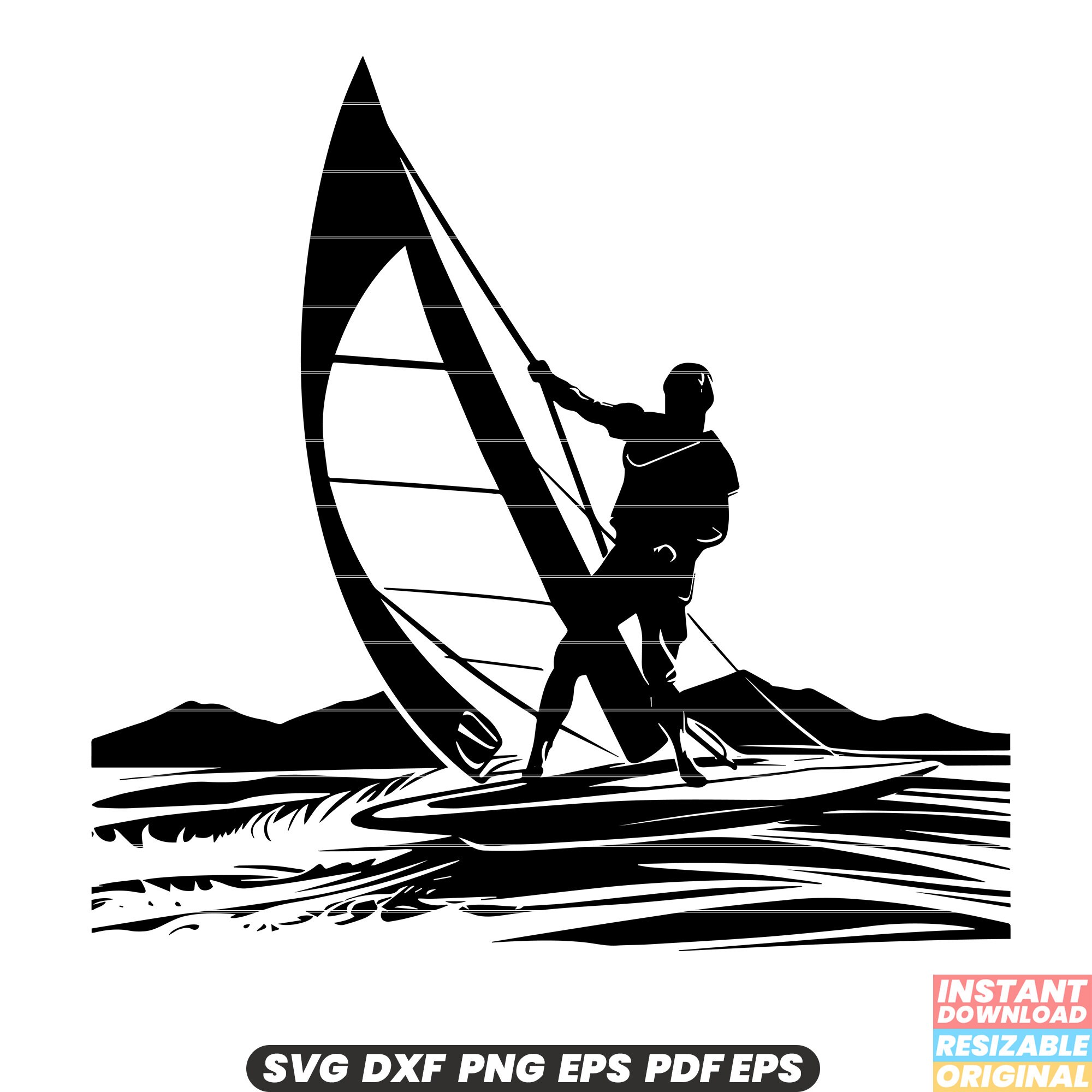 Windsurfer Wind Sail Board Surfer Watersport Beach Ocean Summer ...