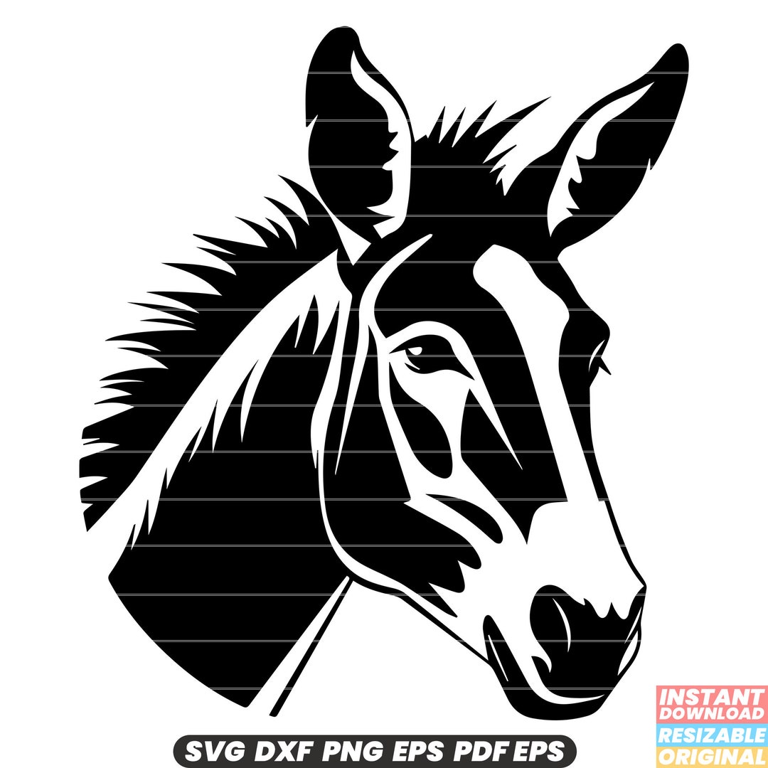 Donkey Animal Mammal Domesticated Farm Livestock Equine Hoof SVG DXF ...