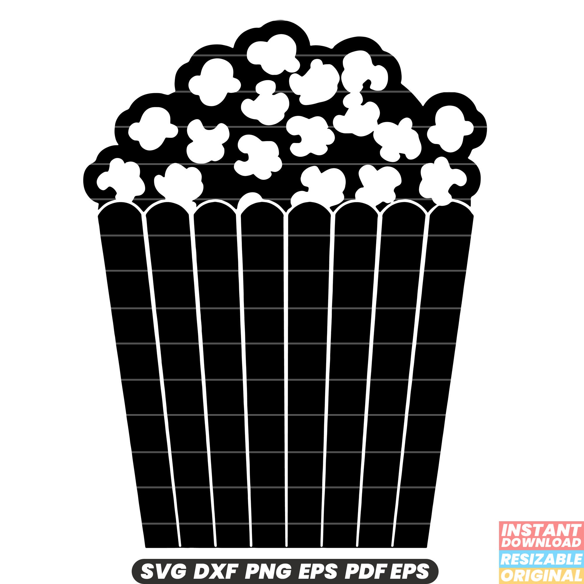 Popcorn SVG Snack Illustration Popcorn Clipart Cinema Graphic Movie ...