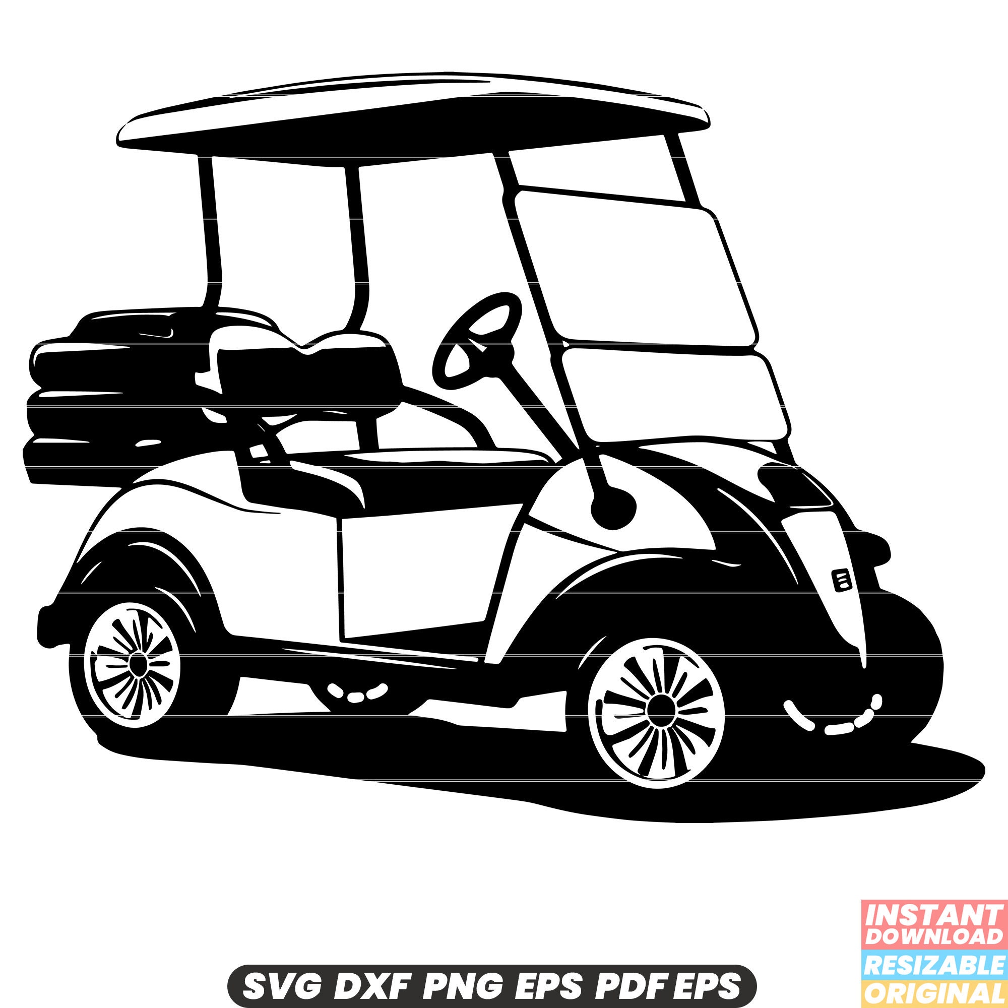 Golf Cart SVG, Golf Cart DXF, Golf Cart PNG: Fun Golfing Digital Art ...