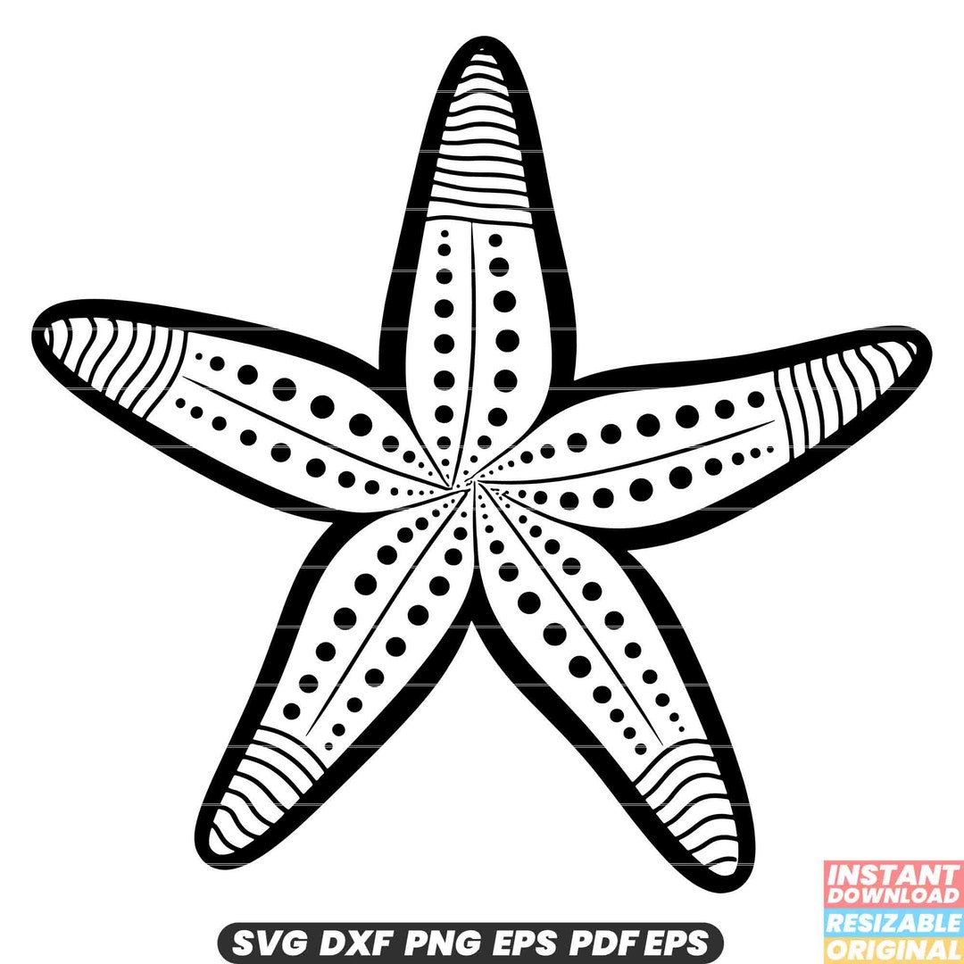 Starfish SVG - Marine Creature, Ocean Life Illustration, Seashell ...
