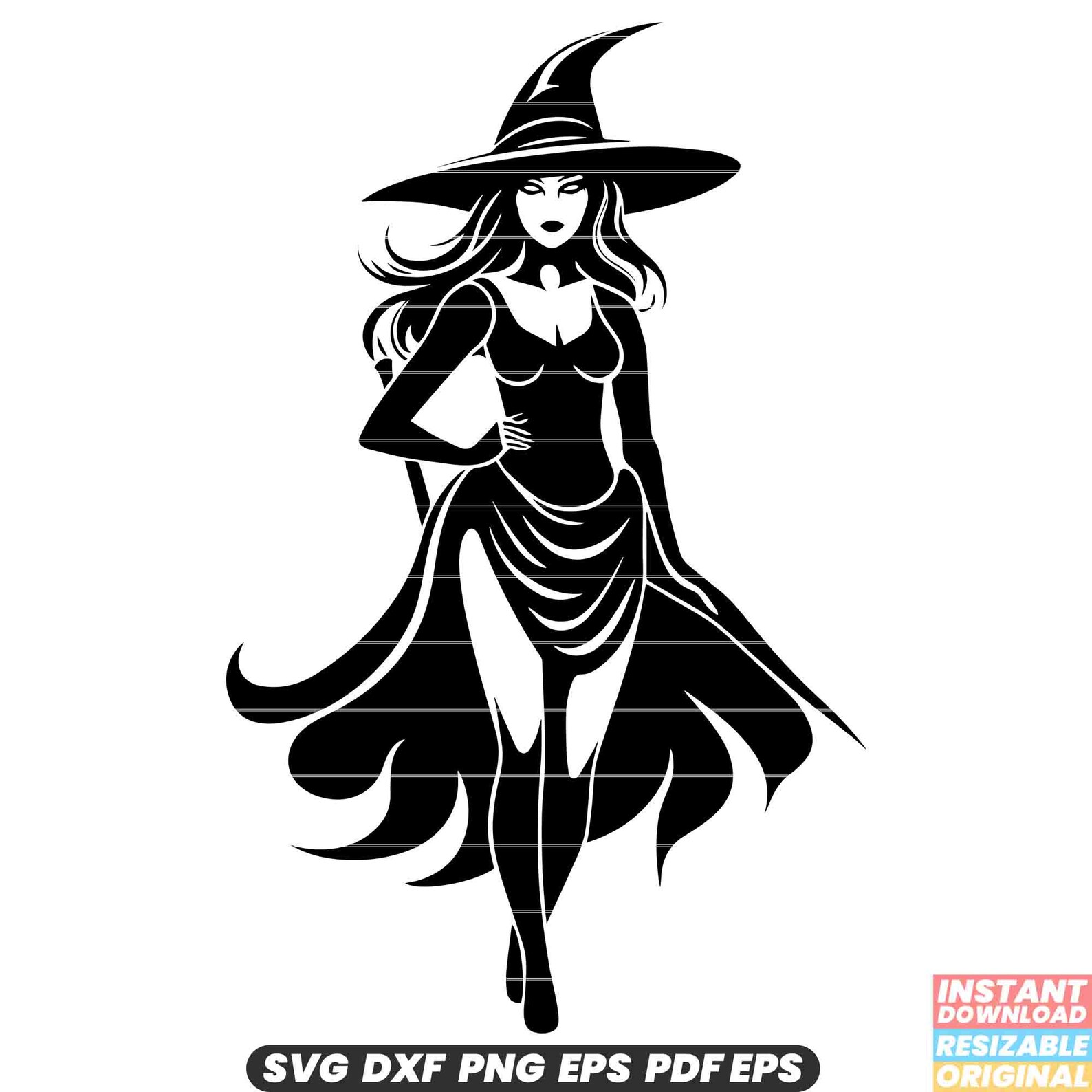 Sorceress SVG Witch Magic Fantasy Mystic Spellcaster Enchantress Wizard ...