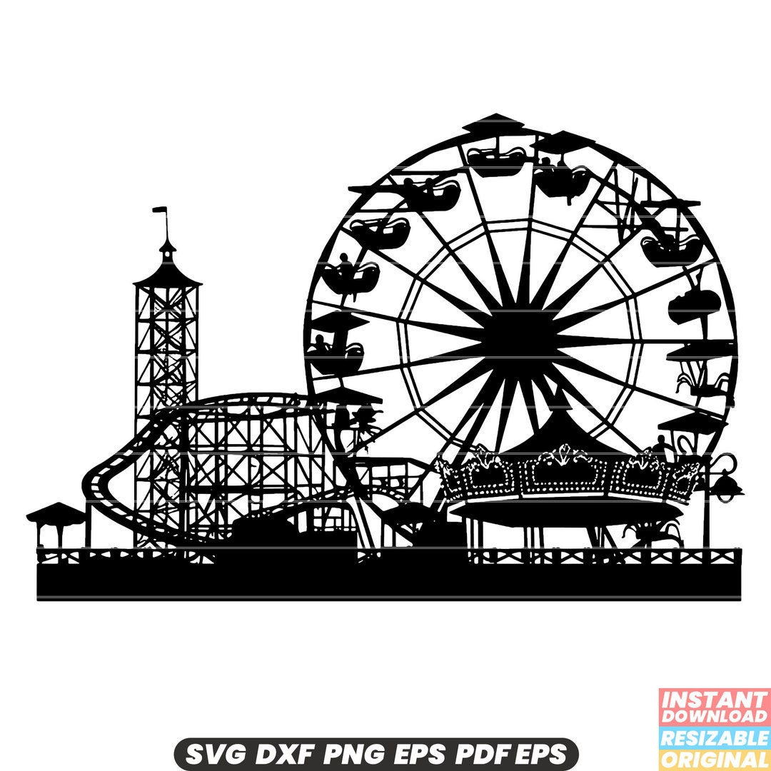 Amusement Park Fun Fair Carnival Ride Roller Coaster Ferris Wheel ...