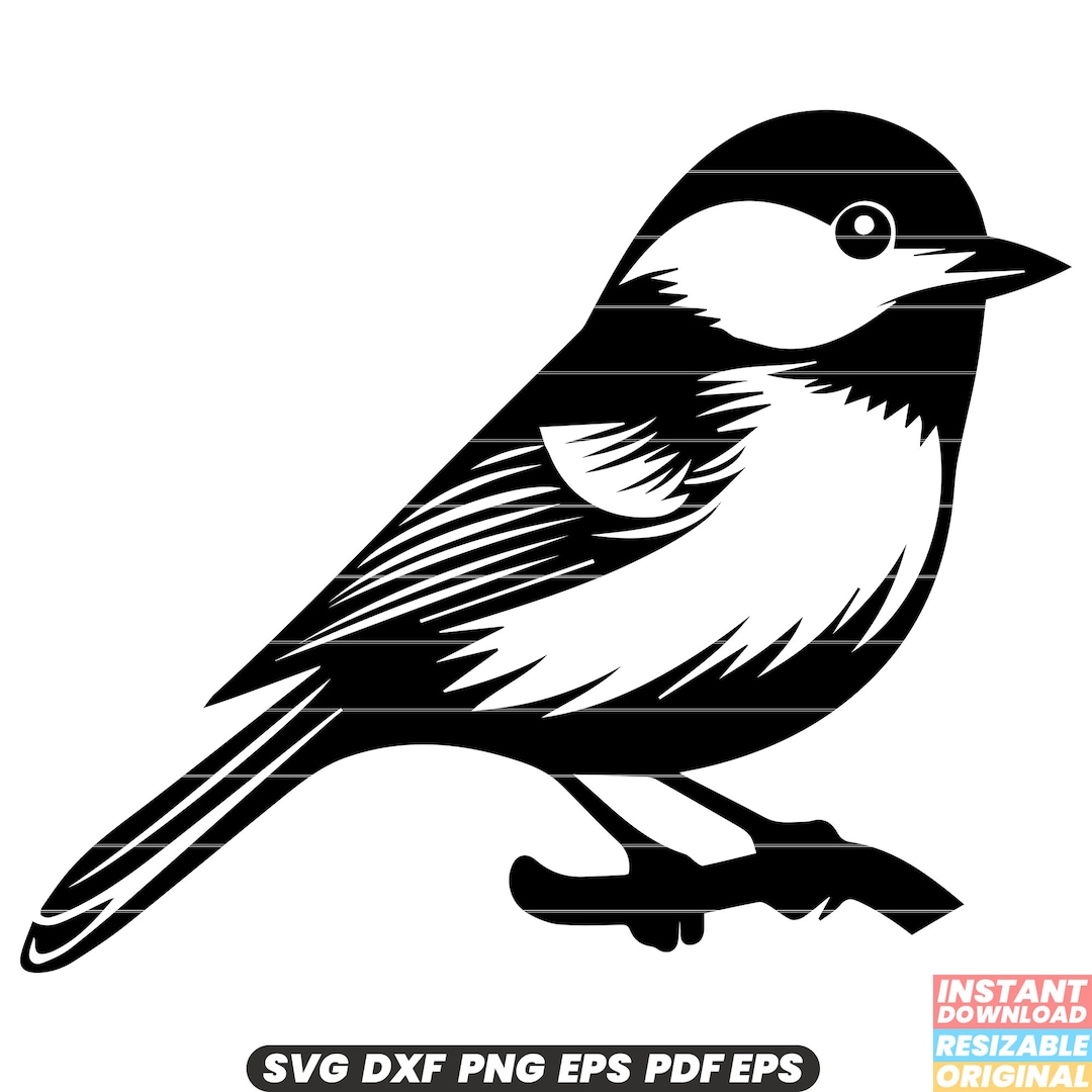 Chickadee Bird Avian Wildlife Nature Feathered Perching Small SVG DXF ...